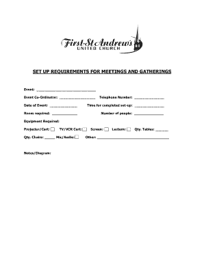 Fillable Online SET UP REQUIREMENTS FOR MEETINGS AND GATHERINGS Fax ...