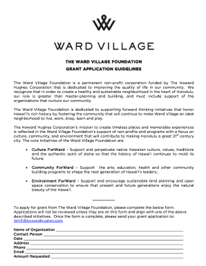 Fillable Online THE WARD VILLAGE FOUNDATION GRANT APPLICATION ...