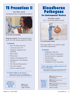 Fillable Online TB Precautions II Bloodborne First Place Award ...