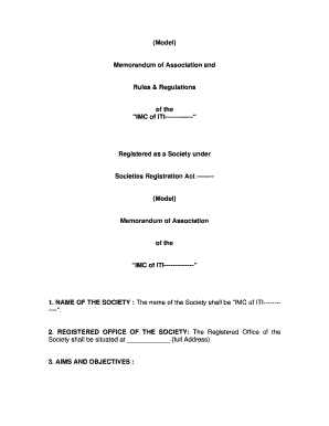 Fillable Online dvet gov (Model) Memorandum of Association and Rules ...