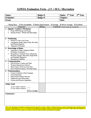 Fillable Online njwoa BNJWOAb Cadet Evaluation Form - njwoa Fax Email Print - pdfFiller