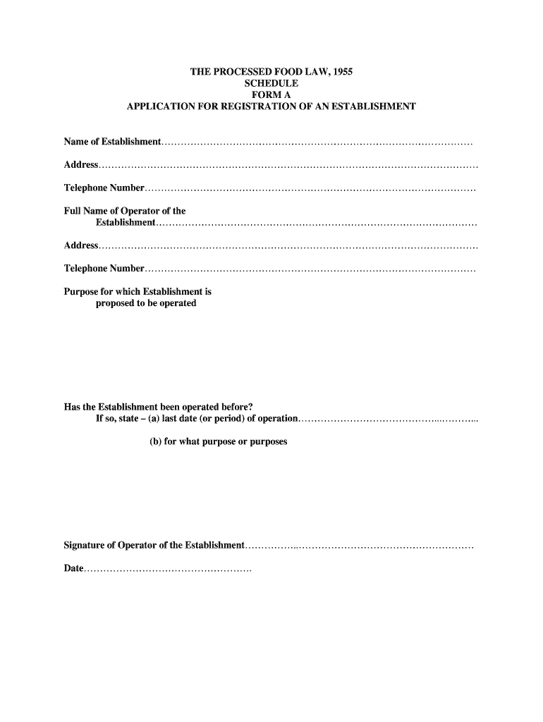 Fillable Online bsj org THE PROCESSED FOOD ACT - Application form Fax ...