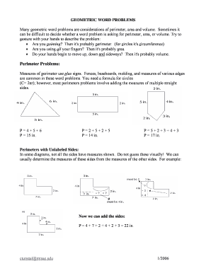 Fillable Online GEOMETRIC WORD PROBLEMS Fax Email Print - pdfFiller