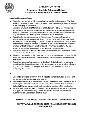 Fillable Online jschs nsw edu APPLICATION FORM Extension 2 English ...