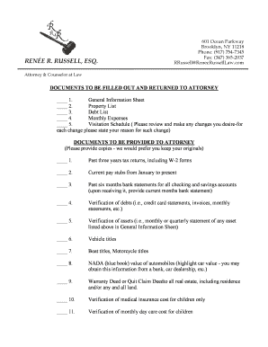 Fillable Online Divorce Questionnaire - Rene R Russell Esq - Home Fax ...