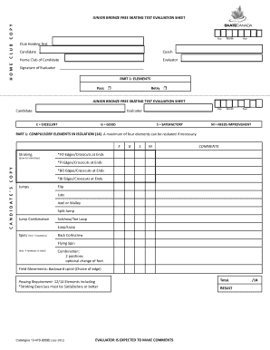 Fillable Online JUNIOR BRONZE FREE SKATING TEST EVALUATION SHEET Fax ...