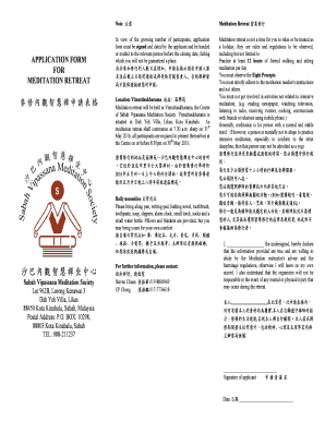Fillable Online APPLICATION FORM FOR MEDITATION Fax Email Print - pdfFiller