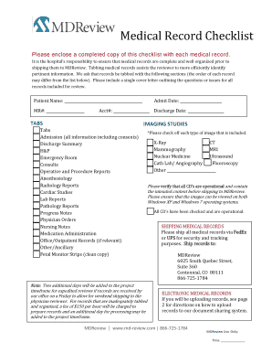 Fillable Online Medical Record Checklist Fax Email Print - pdfFiller