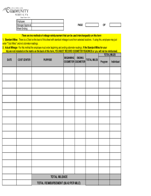 Fillable Online Employee Mileage Reimbursement: A Guide to Rules and ...