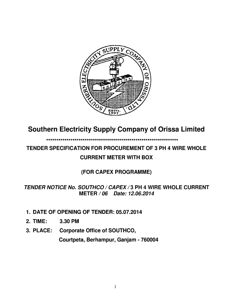 Fillable Online Southern Electricity Supply Company of Orissa Limited ...
