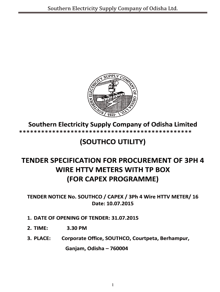 Fillable Online Southern Electricity Supply Company of Odisha Limited