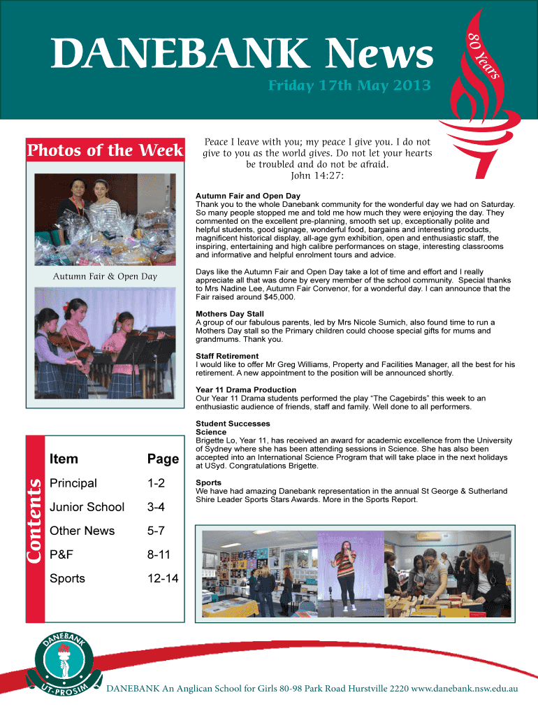 Fillable Online danebank nsw edu Photos of the Week - danebank nsw edu ...