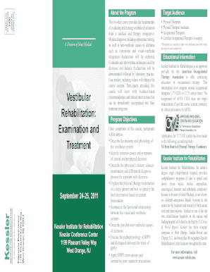 Fillable Online Vestibular Rehabilitation Examinationand Treatment Fax ...
