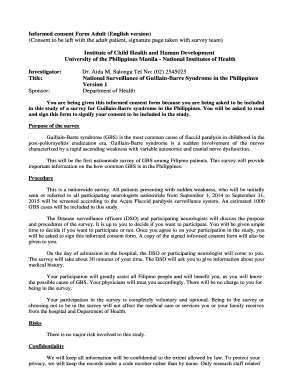 Fillable Online nih upm edu Informed consent Form Adult English version ...