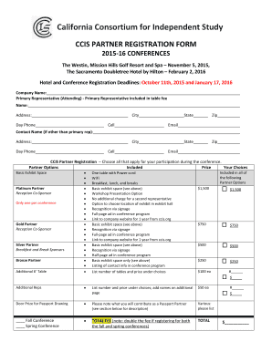 Fillable Online ccis CCIS PARTNER REGISTRATION FORM Fax Email Print ...