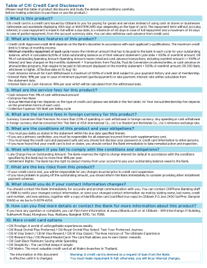 Fillable Online Table of Citi Credit Card Disclosures Fax Email Print ...