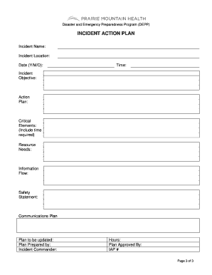 Fillable Online INCIDENT ACTION PLAN - prairiemountainhealthca Fax ...