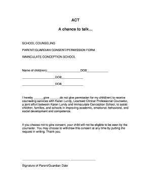 Fillable Online School Counseling Permission Form for Parents ...