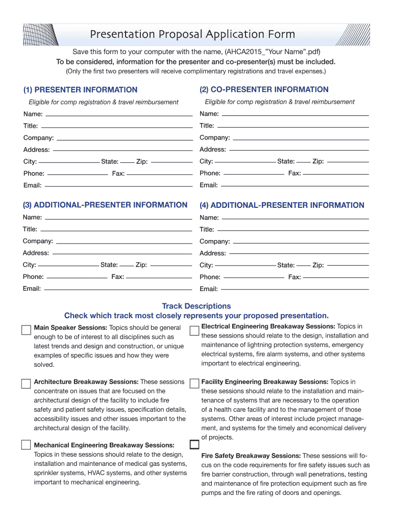 Fillable Online Ahca Presentation Proposal Form.pdf Fax Email Print ...