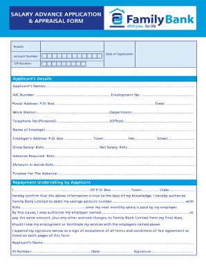 Fillable Online SALARY ADVANCE APPLICATION Fax Email Print - pdfFiller