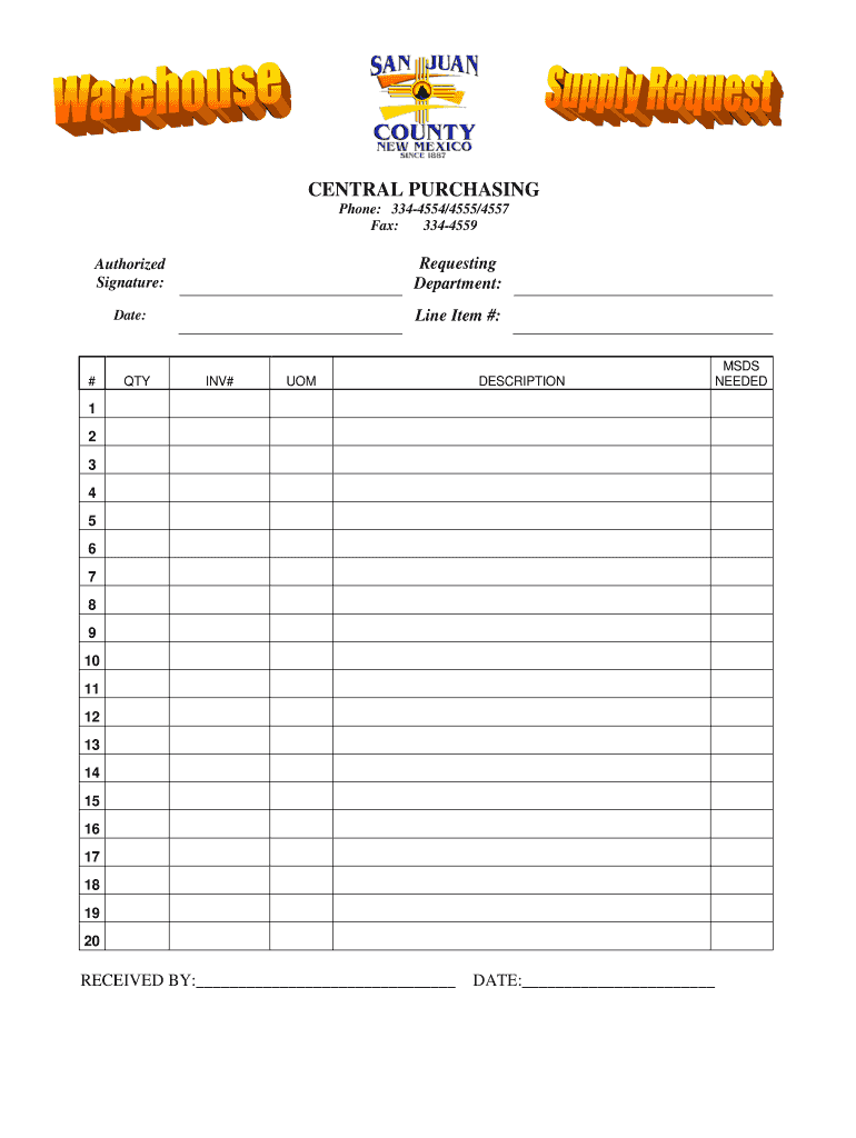 Fillable Online Warehouse Request Form Fax Email Print - pdfFiller