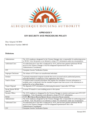 Fillable Online EIV SECURITY AND PROCEDURE POLICY Fax Email Print ...