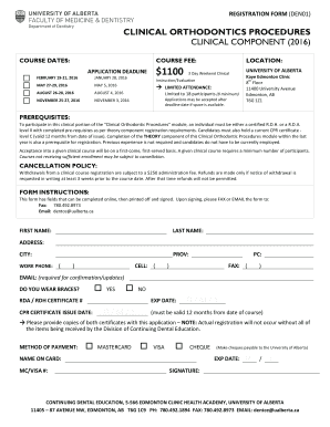 Fillable Online CLINICAL ORTHODONTIC PROCEDURES - University of Alberta ...