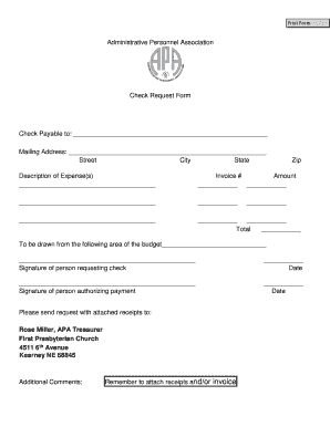 Fillable Online pcusa-apa BAPAb Check Request form Fax Email Print ...