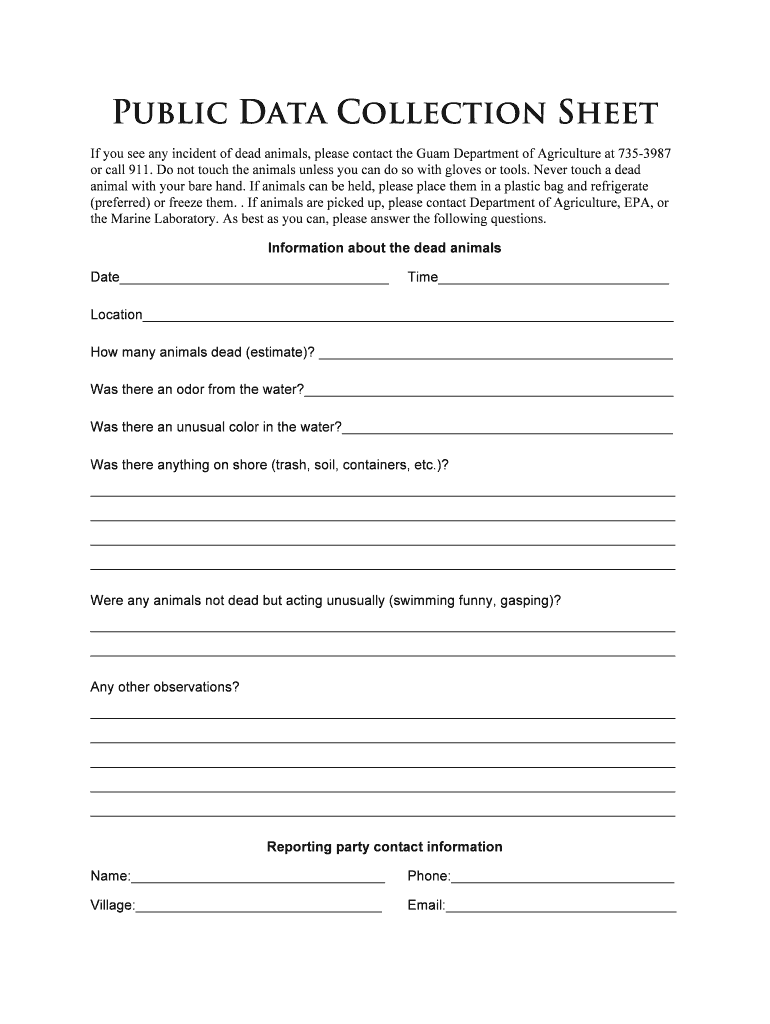 Fillable Online epa guam Public Data Collection Sheet - Guam EPA Fax ...