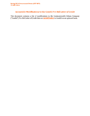 Fillable Online Acceptable Modifications to the ComEd Pre -Bid Letter ...