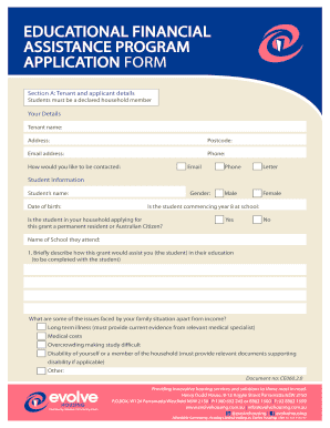 Fillable Online Educational Financial assistancE PRoGRaM aPPlication ...