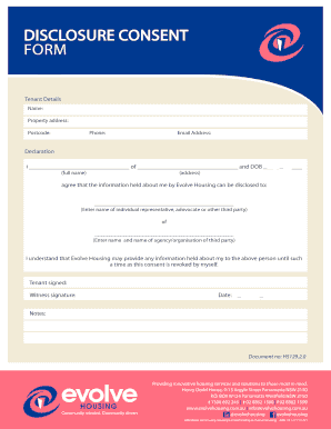 Fillable Online 'Disclosure Consent' Form (PDF) - Evolve Housing Fax ...