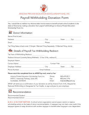 Fillable Online apesf Payroll Withholding Donation Form - Tax Credits ...