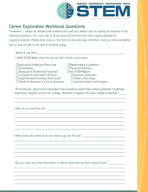 Fillable Online connectsemass Career Exploration Workbook Questions ...