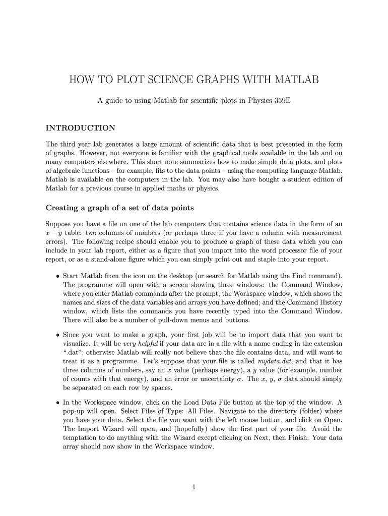 Fillable Online HOW TO PLOT SCIENCE GRAPHS WITH MATLAB Fax Email Print ...