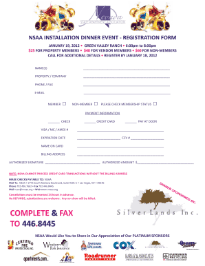 Fillable Online nvsaa Download nsaa installation dinner registration ...