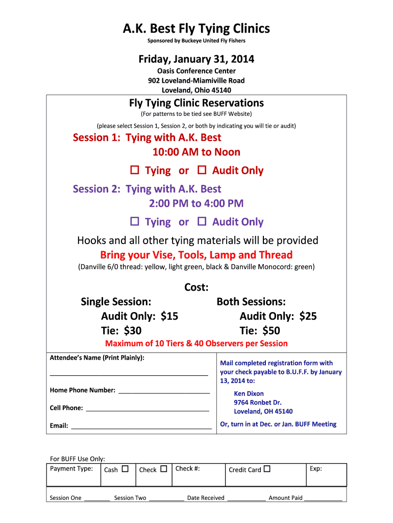 Fillable Online AK Best Fly Tying Clinic Reservations Draft 11-7-13docx ...