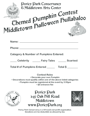 Fillable Online poricypark Themed Pumpkin Form Fax Email Print - pdfFiller