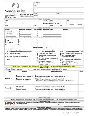 Fillable Online Cardiovascular Enrollment Form - Senderra Rx Fax Email ...