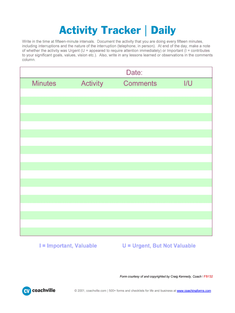 Fillable Online Activity Tracker Daily Fax Email Print - pdfFiller