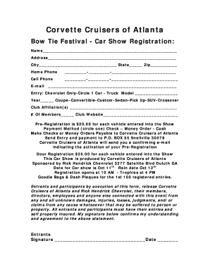 Fillable Online Car Show Entry Formdoc Fax Email Print - pdfFiller