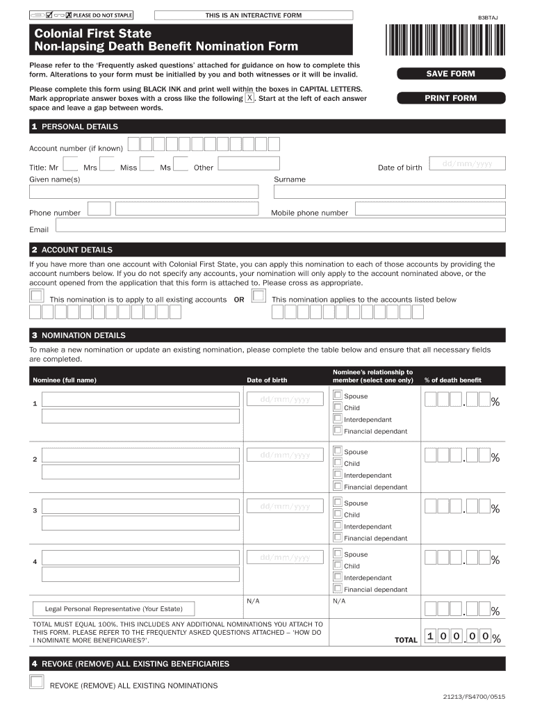 Fillable Online Colonial First State Fax Email Print - pdfFiller