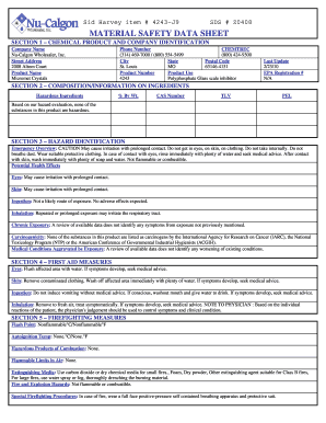 Fillable Online MATERIAL SAFETY DATA SHEET - Sid Harvey039s Fax Email ...
