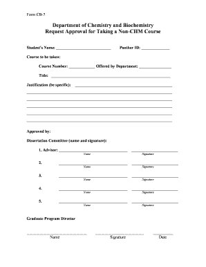 Fillable Online chemistry fiu CB-7 Request Approval for Taking non-CHM ...