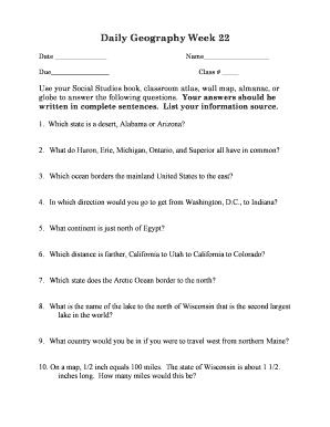 Daily Geography Week 22 - Fill Online, Printable, Fillable, Blank ...