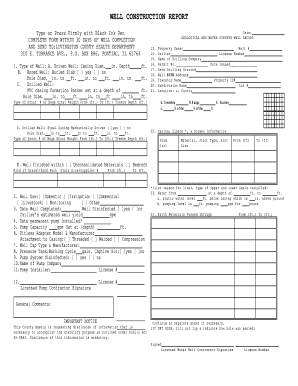 Fillable Online WELL CONSTRUCTION REPORT - lchdus Fax Email Print ...