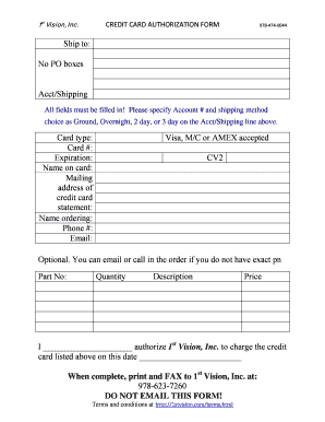 Fillable Online Ship to: No PO boxes Acct/Shipping Card type: Visa, M/C ...