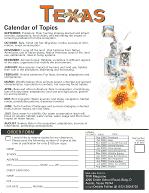 Fillable Online Keep Texas Wild Order Form Texas Parks and Wildlife ...