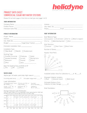 Fillable Online Project Data Input Sheet for Commercial SHW Heating ...