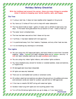 Fillable Online Holiday Safety Checklist Fax Email Print - pdfFiller